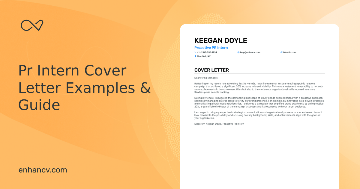 Professional Pr Intern Cover Letter Examples and Template for 2025 ...