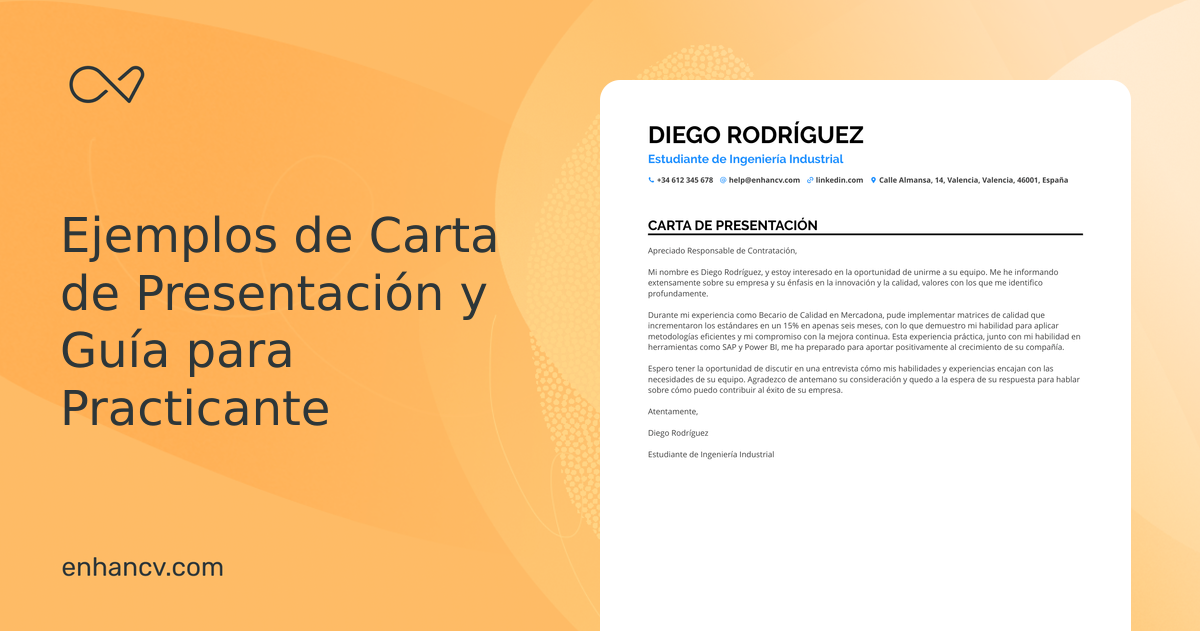 Ejemplos de Carta de Presentación para Practicante en 2026