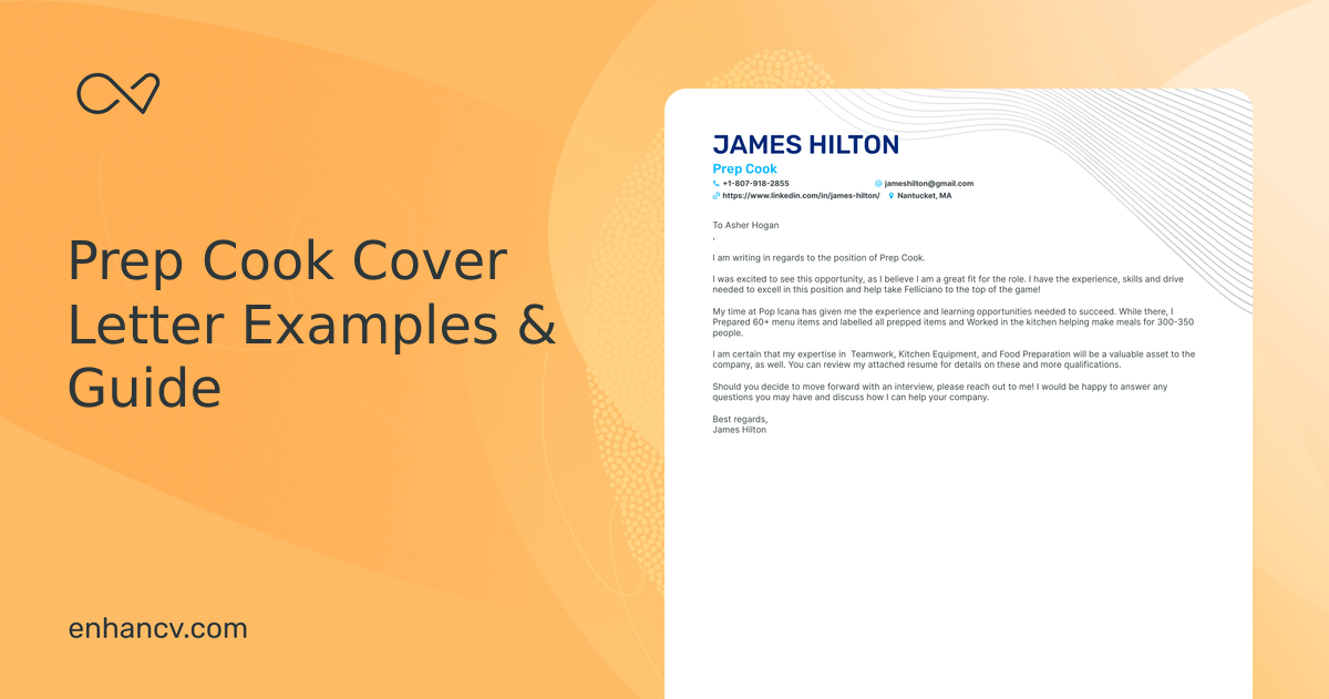 Real Prep Cook Cover Letter Example for 2024