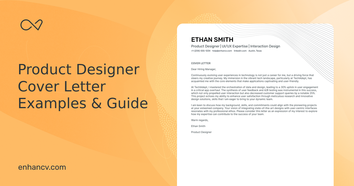 5 Professional Product Designer Cover Letter Examples and Template for ...