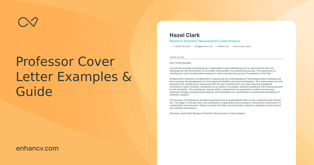 6 Professional Professor Cover Letter Examples and Template for 2026 ...