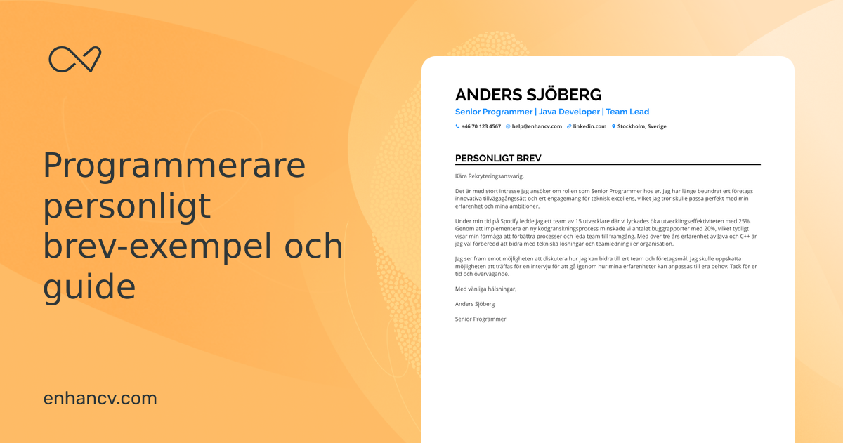 Programmerare Personligt brev-exempel för 2026