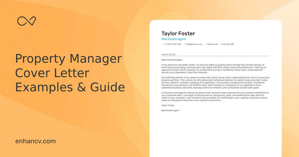 7 Professional Property Manager Cover Letter Examples and Template for ...