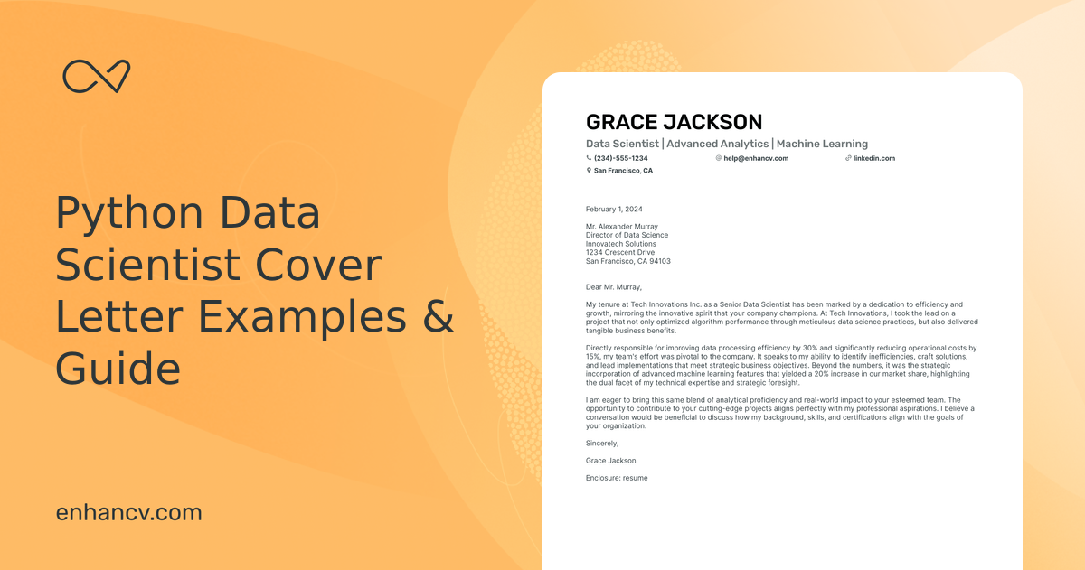 Professional Python Data Scientist Cover Letter Examples and Template ...