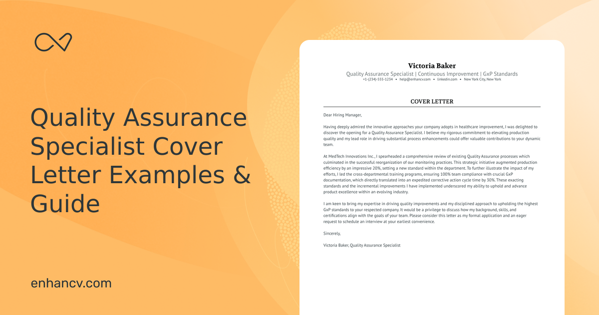 8 Professional Quality Assurance Specialist Cover Letter Examples and ...