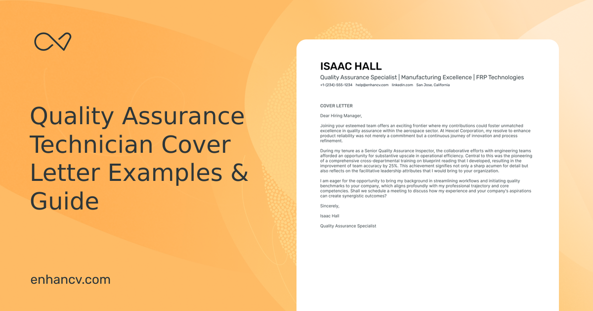 Professional Quality Assurance Technician Cover Letter Examples and ...