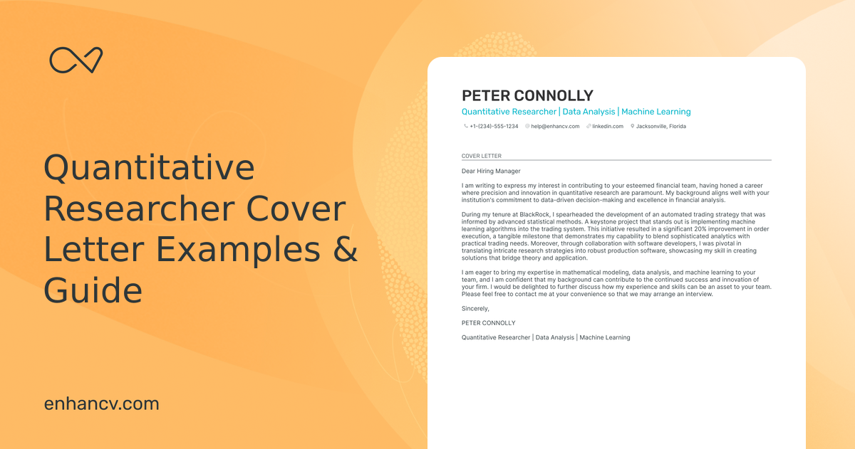 Professional Quantitative Researcher Cover Letter Examples and Template ...