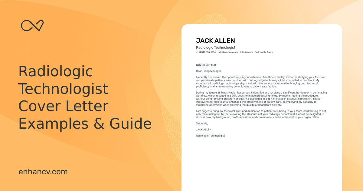 Professional Radiologic Technologist Cover Letter Examples and Template ...