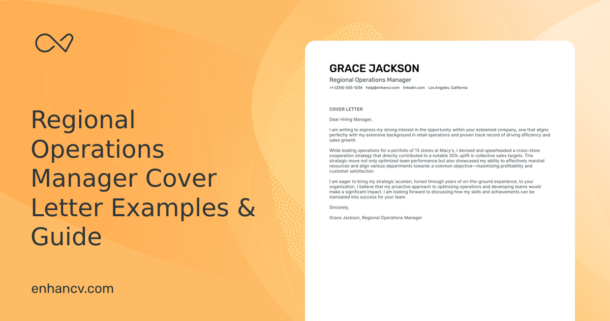 Professional Regional Operations Manager Cover Letter Examples and ...