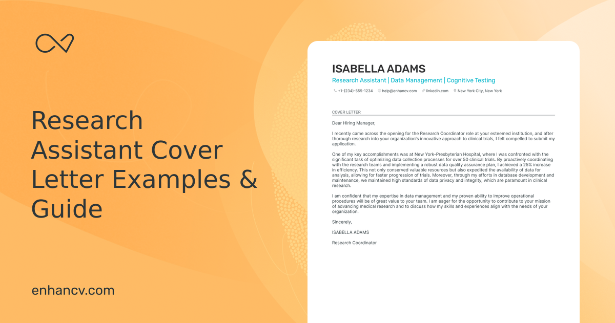 11 Professional Research Assistant Cover Letter Examples and Template ...