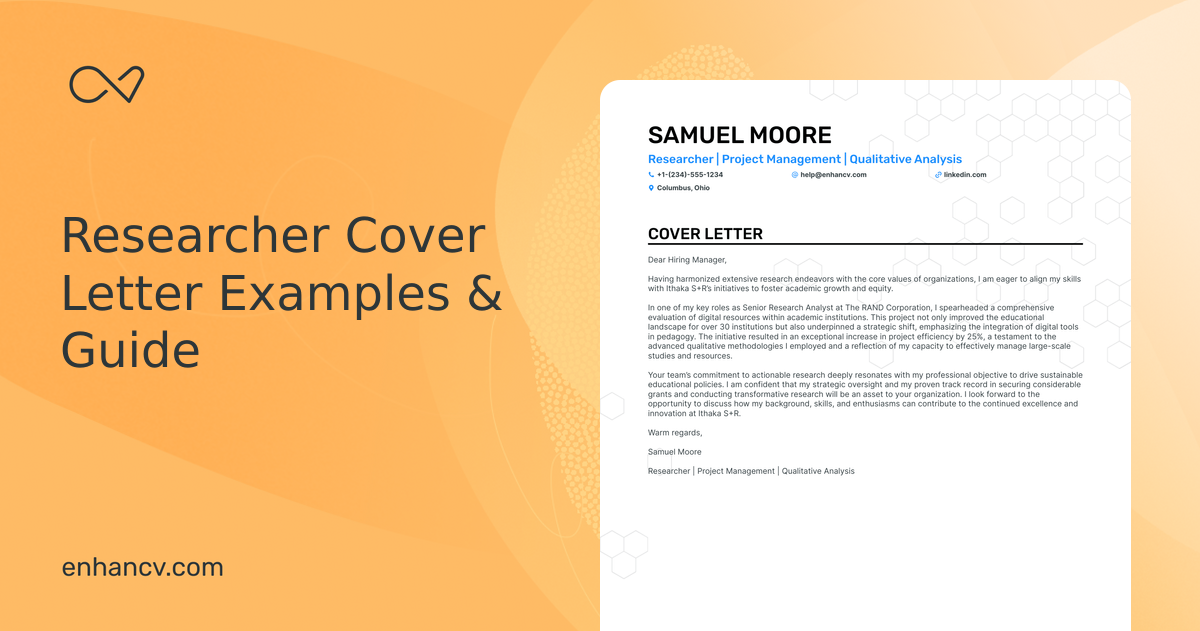 13 Professional Researcher Cover Letter Examples and Template for 2025 ...