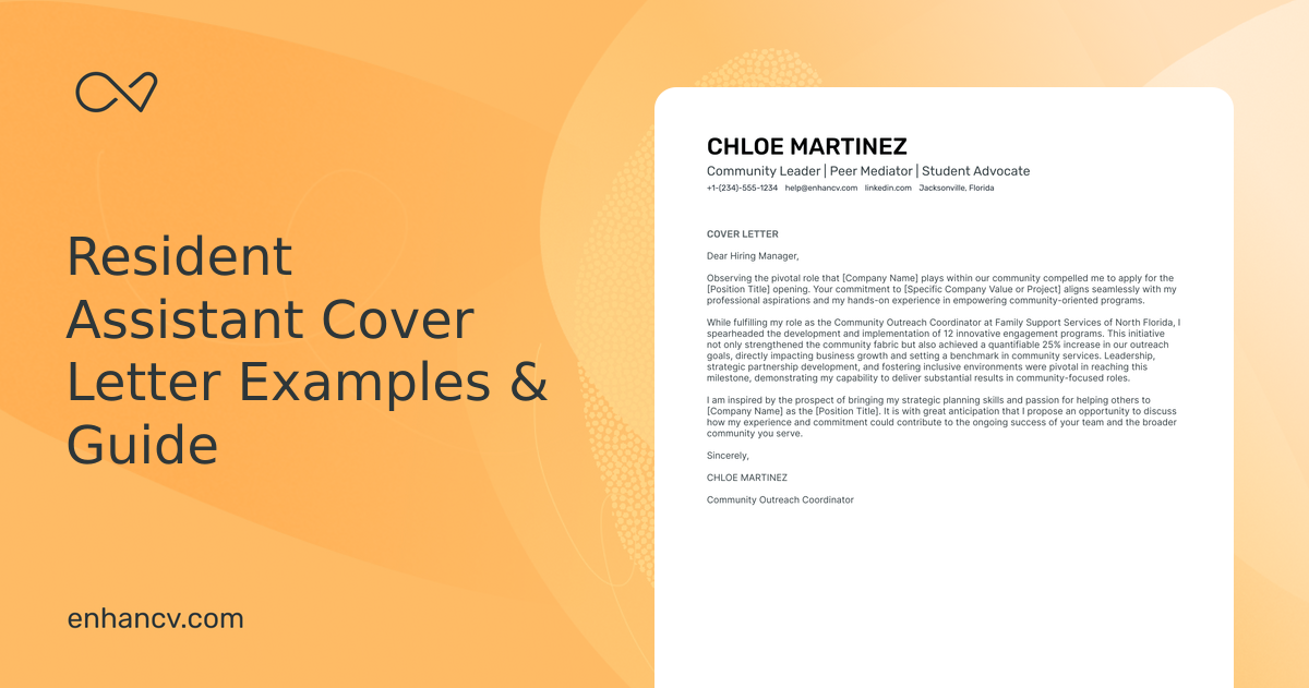 Professional Resident Assistant Cover Letter Examples and Template for ...