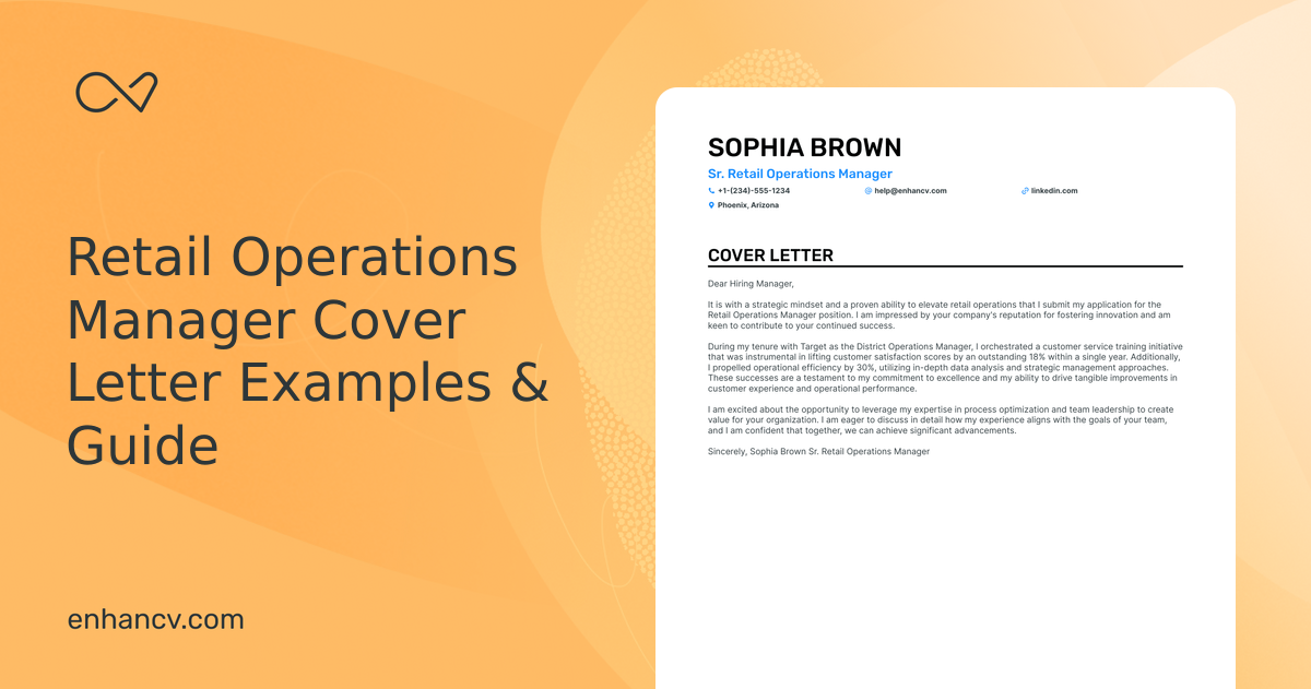 Professional Retail Operations Manager Cover Letter Examples and ...