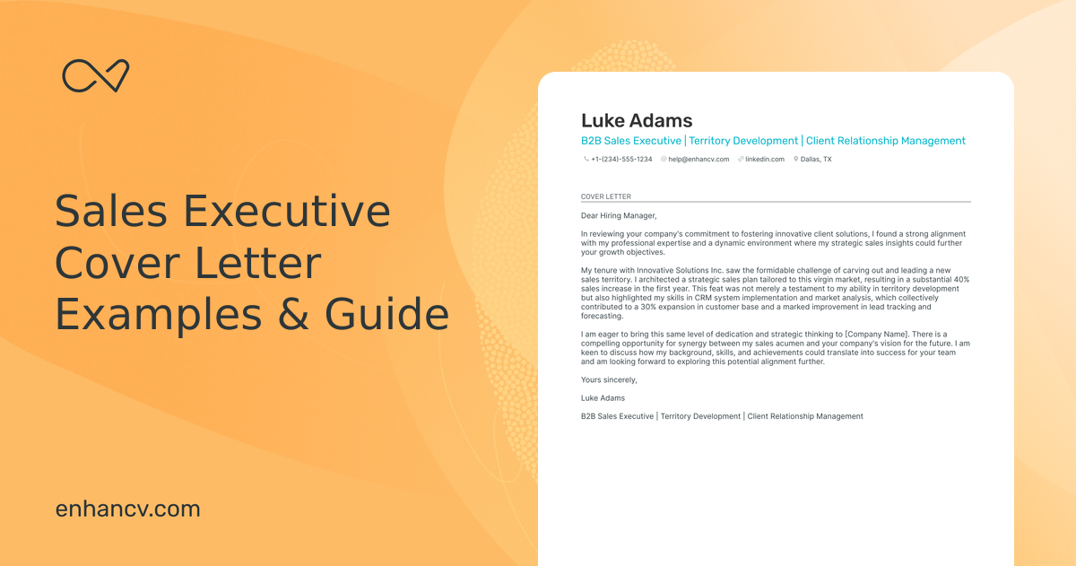 5 Professional Sales Executive Cover Letter Examples and Template for 2026 | Enhancv