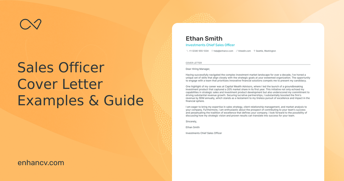 Professional Sales Officer Cover Letter Examples and Template for 2026 ...