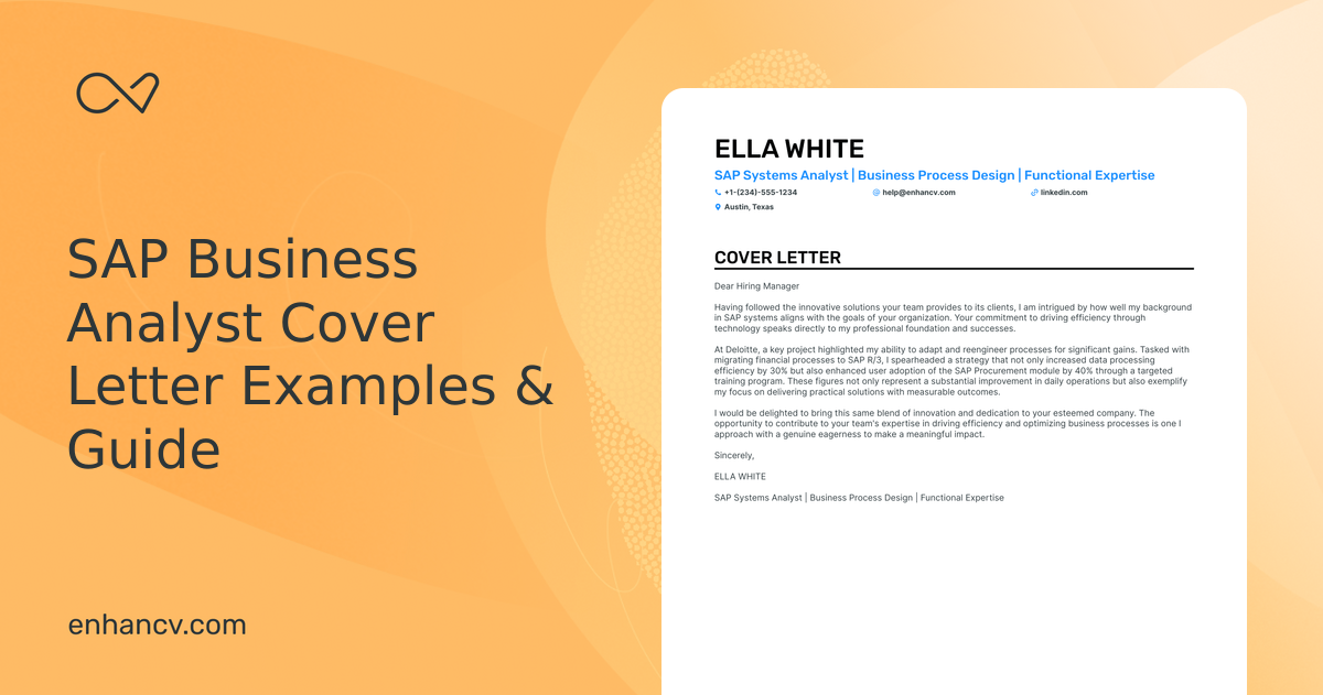 Professional SAP Business Analyst Cover Letter Examples and Template ...