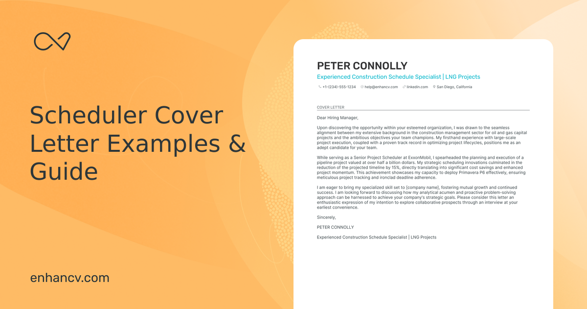 Professional Scheduler Cover Letter Examples and Template for 2026 ...