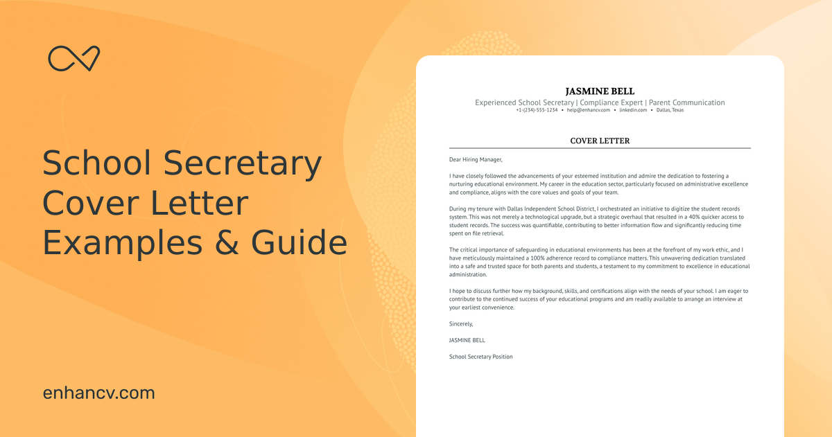 Professional School Secretary Cover Letter Examples and Template for ...