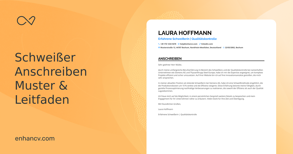 Schweißer Bewerbungsschreiben Beispiele für 2026