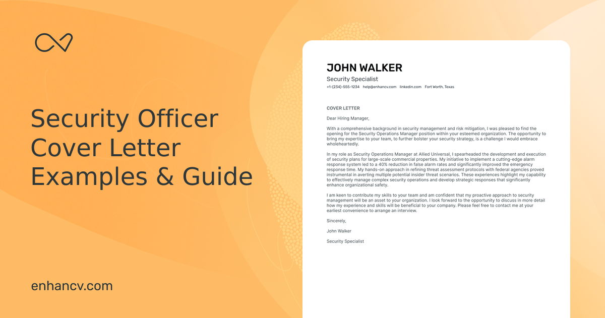 5 Professional Security Officer Cover Letter Examples and Template for ...