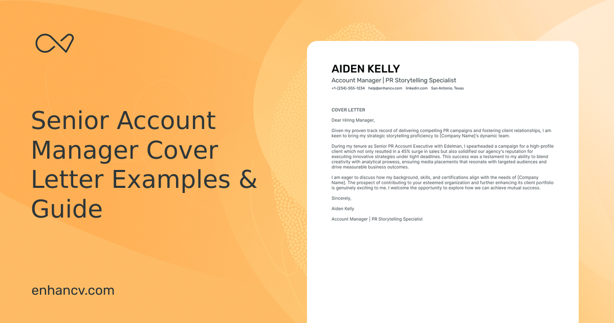 Professional Senior Account Manager Cover Letter Examples and Template ...