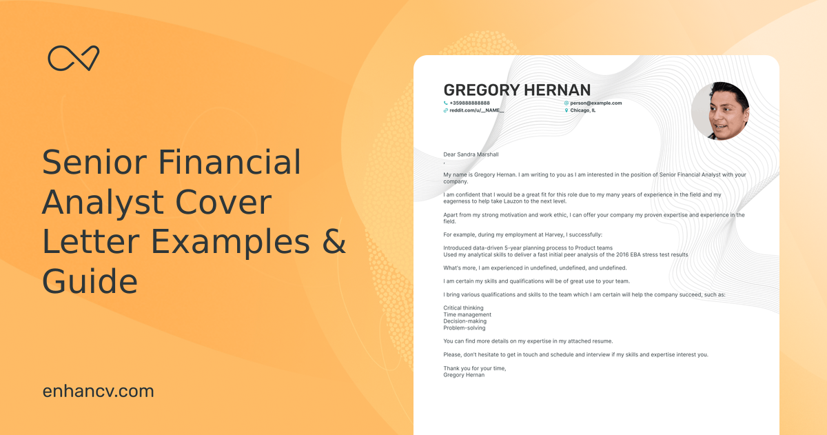 Real Senior Financial Analyst Cover Letter Example for 2024