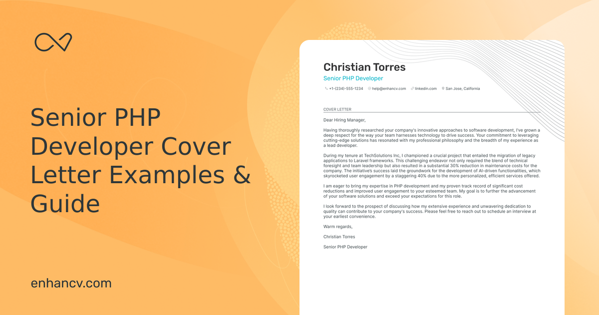Professional Senior PHP Developer Cover Letter Examples and Template ...