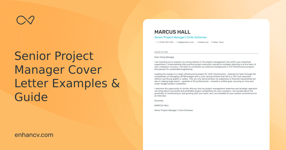 Professional Senior Project Manager Cover Letter Examples and Template ...