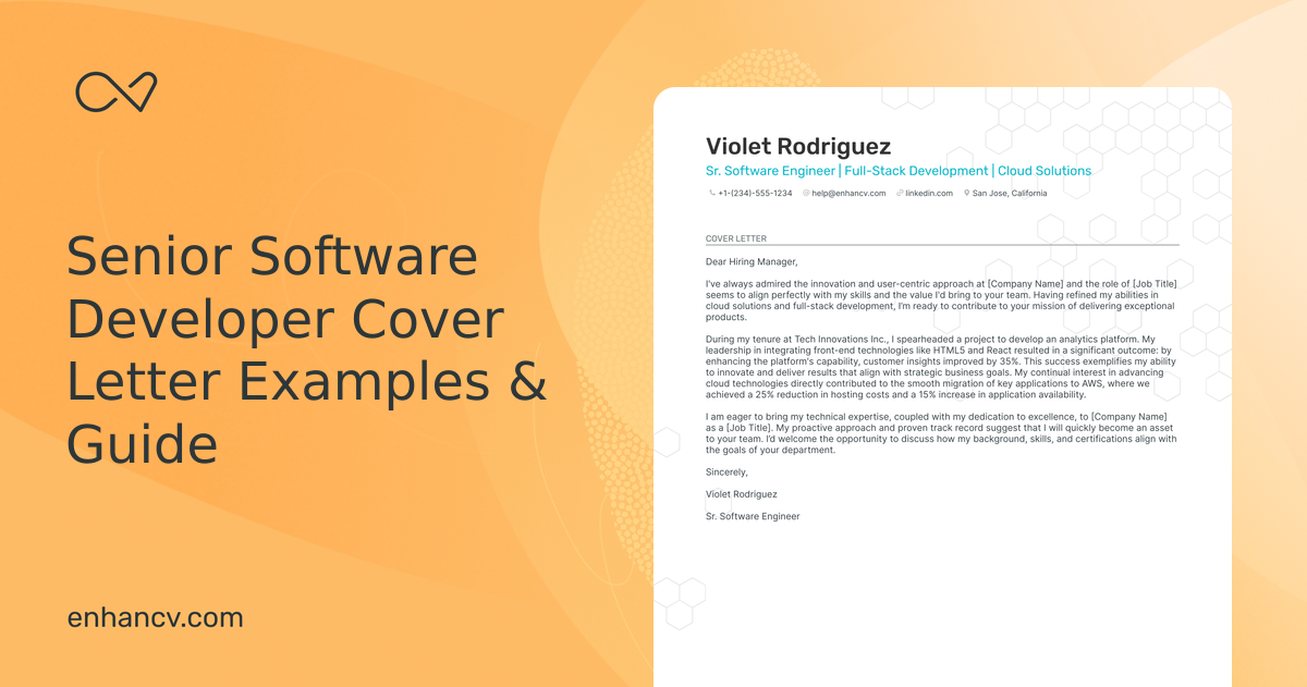 Professional Senior Software Developer Cover Letter Examples and ...