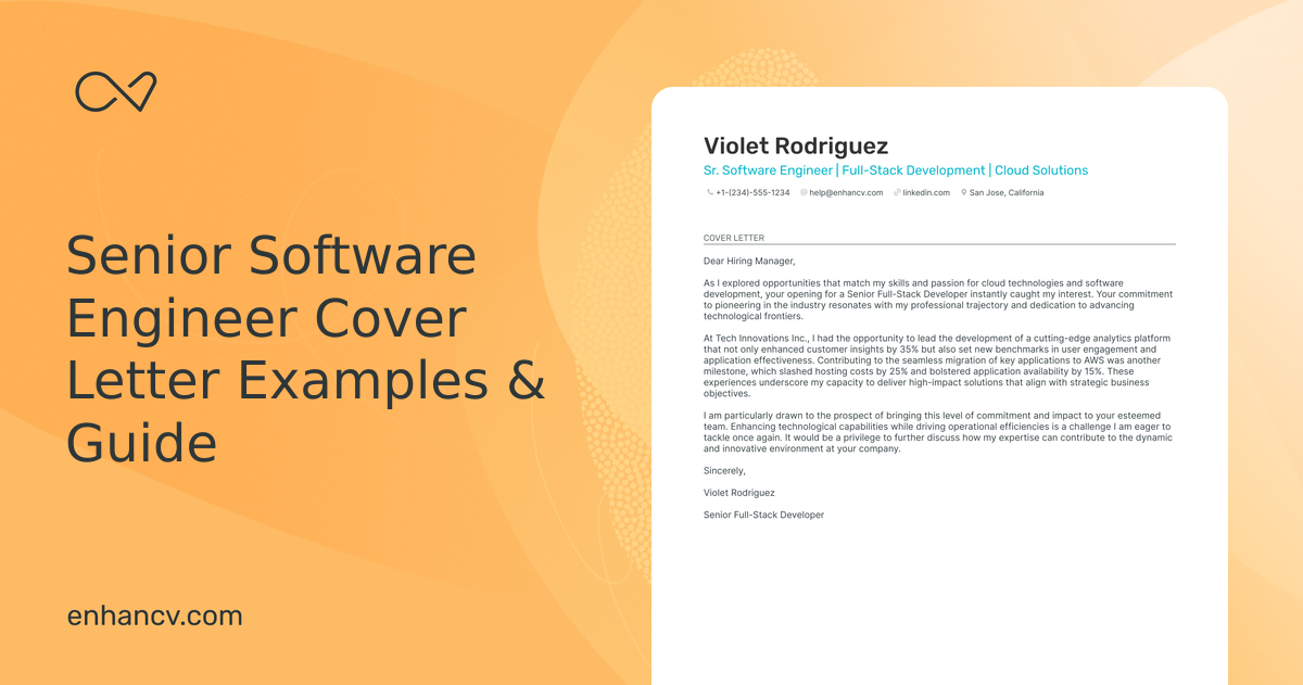 Professional Senior Software Engineer Cover Letter Examples and ...