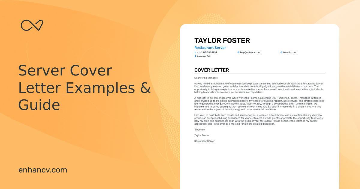 11 Professional Server Cover Letter Examples and Template for 2026 ...