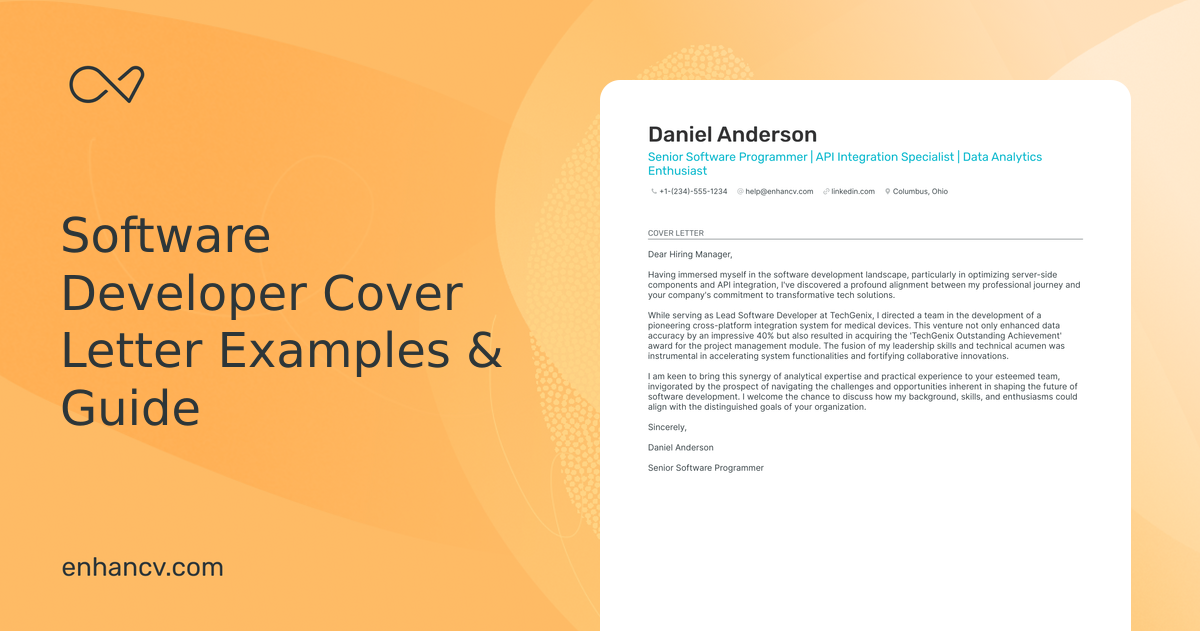 6 Professional Software Developer Cover Letter Examples and Template ...