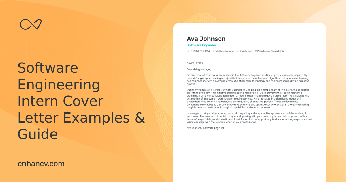 Professional Software Engineering Intern Cover Letter Examples and ...