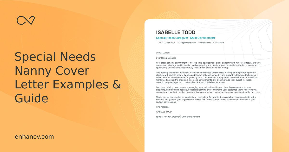 Professional Special Needs Nanny Cover Letter Examples and Template for ...