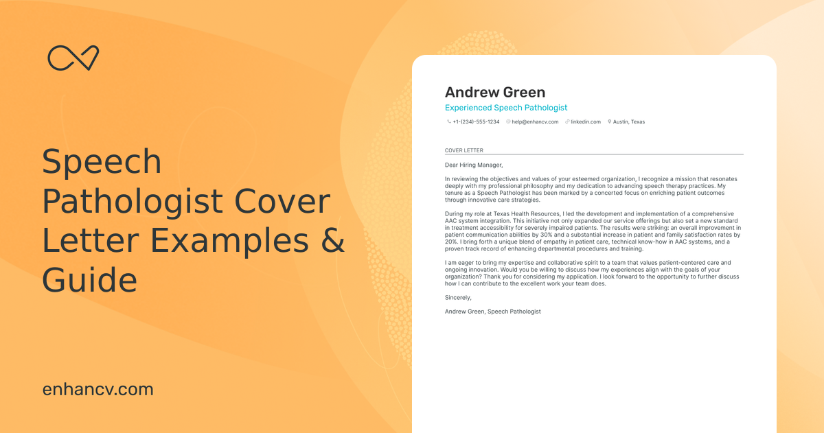 5 Professional Speech Pathologist Cover Letter Examples and Template ...