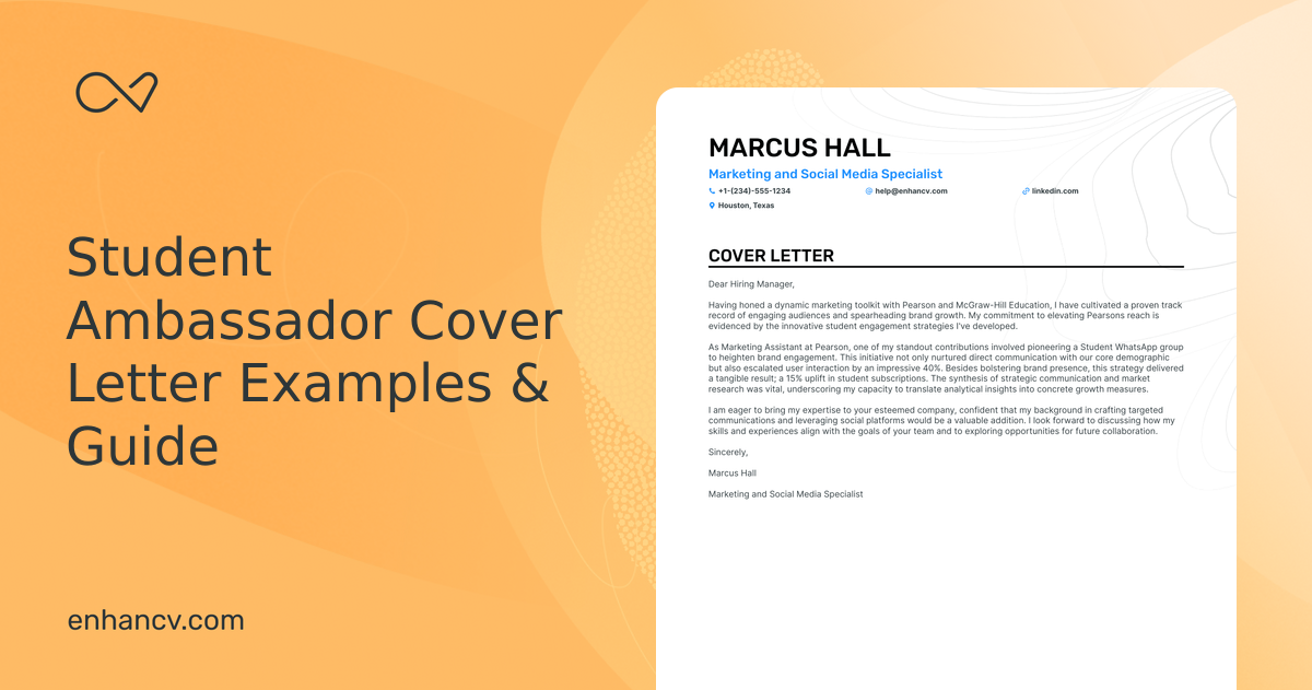 Professional Student Ambassador Cover Letter Examples and Template for ...