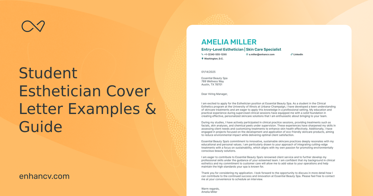 Esthetician Cover Letters