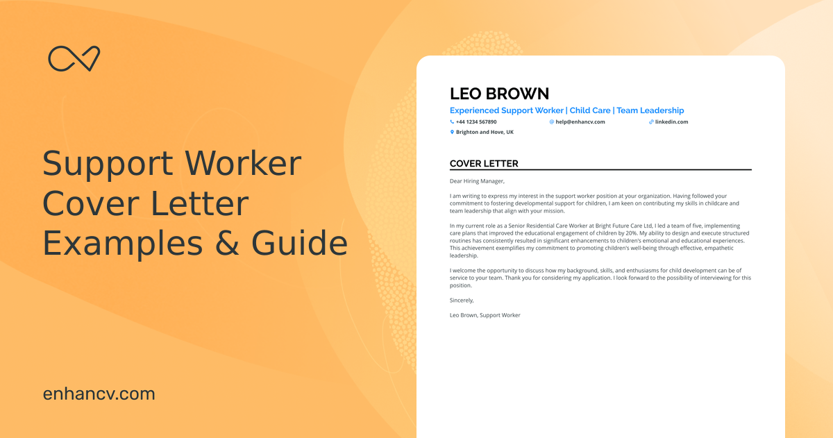 Support Worker Cover Letter Examples & Guide for 2025