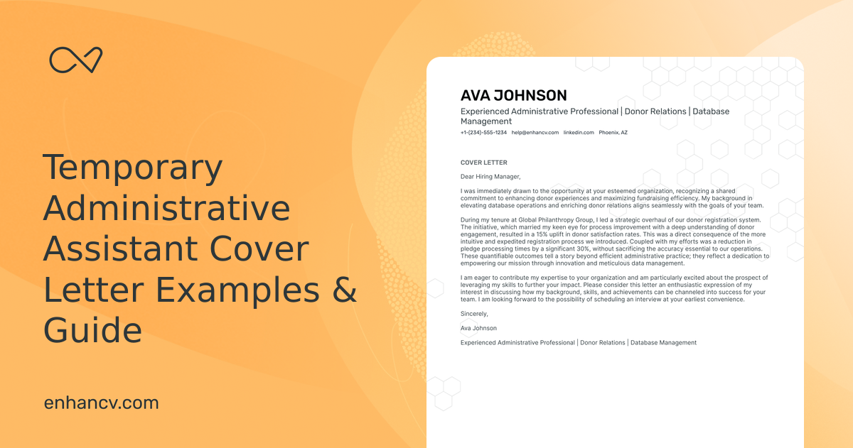 Professional Temporary Administrative Assistant Cover Letter Examples ...