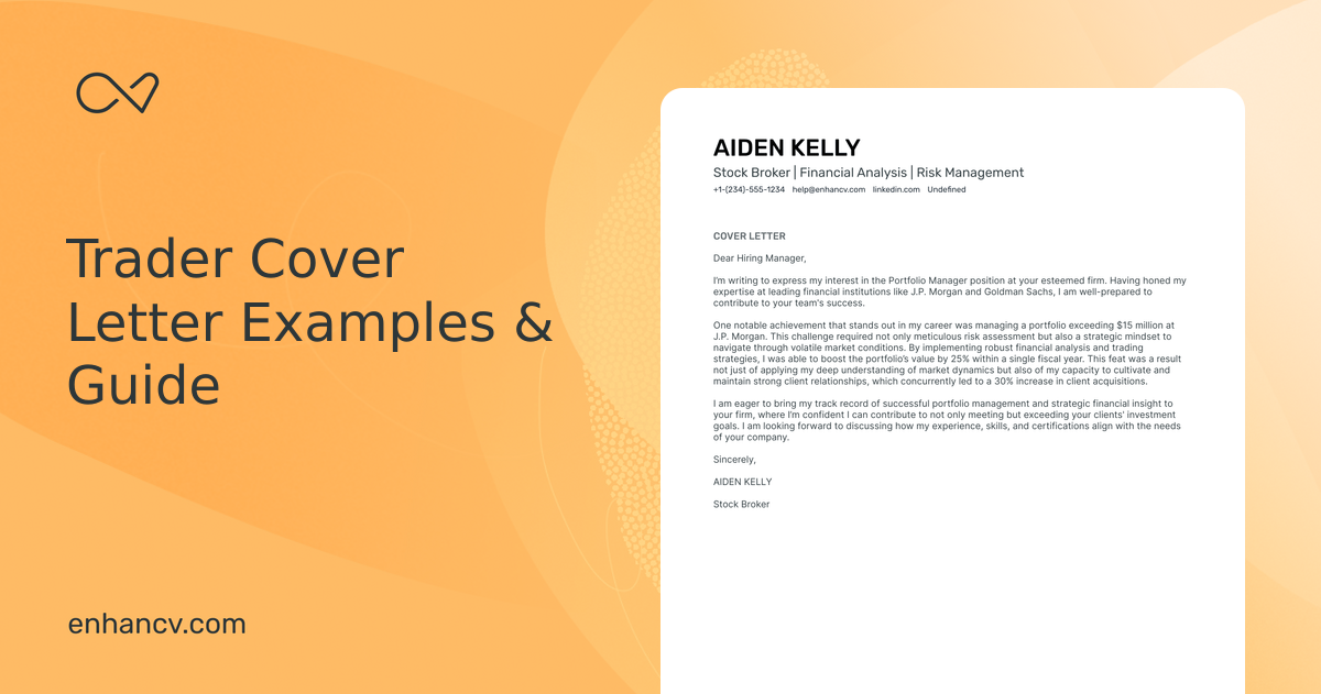 Professional Trader Cover Letter Examples and Template for 2026 | Enhancv