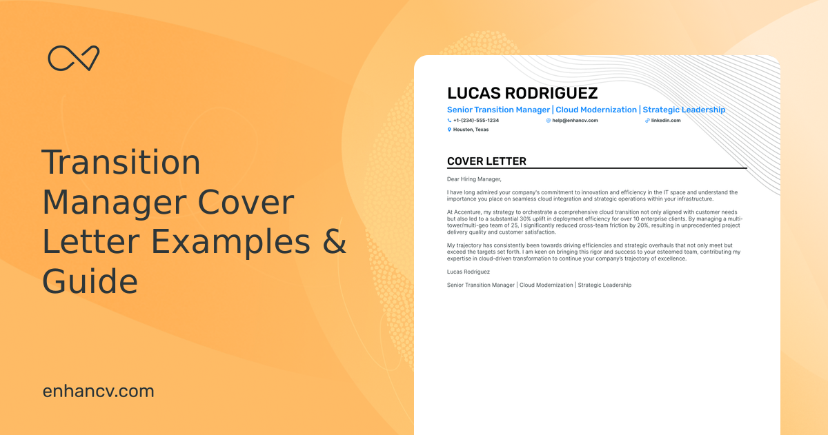 Professional Transition Manager Cover Letter Examples and Template for ...