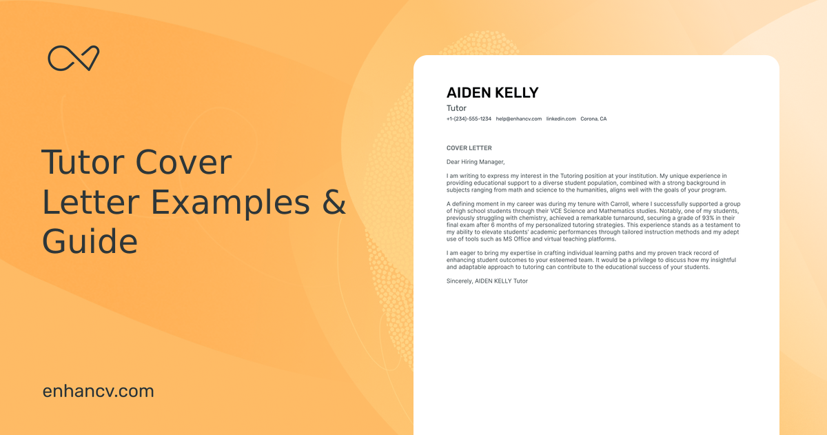 6 Professional Tutor Cover Letter Examples and Template for 2025 | Enhancv