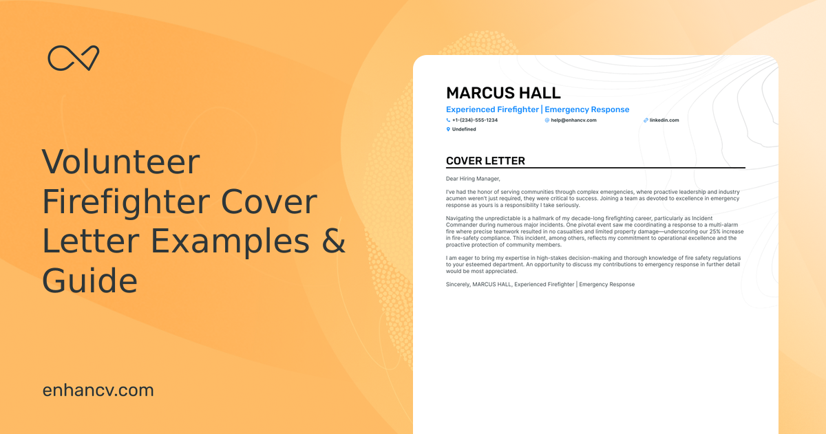 Professional Volunteer Firefighter Cover Letter Examples and Template ...