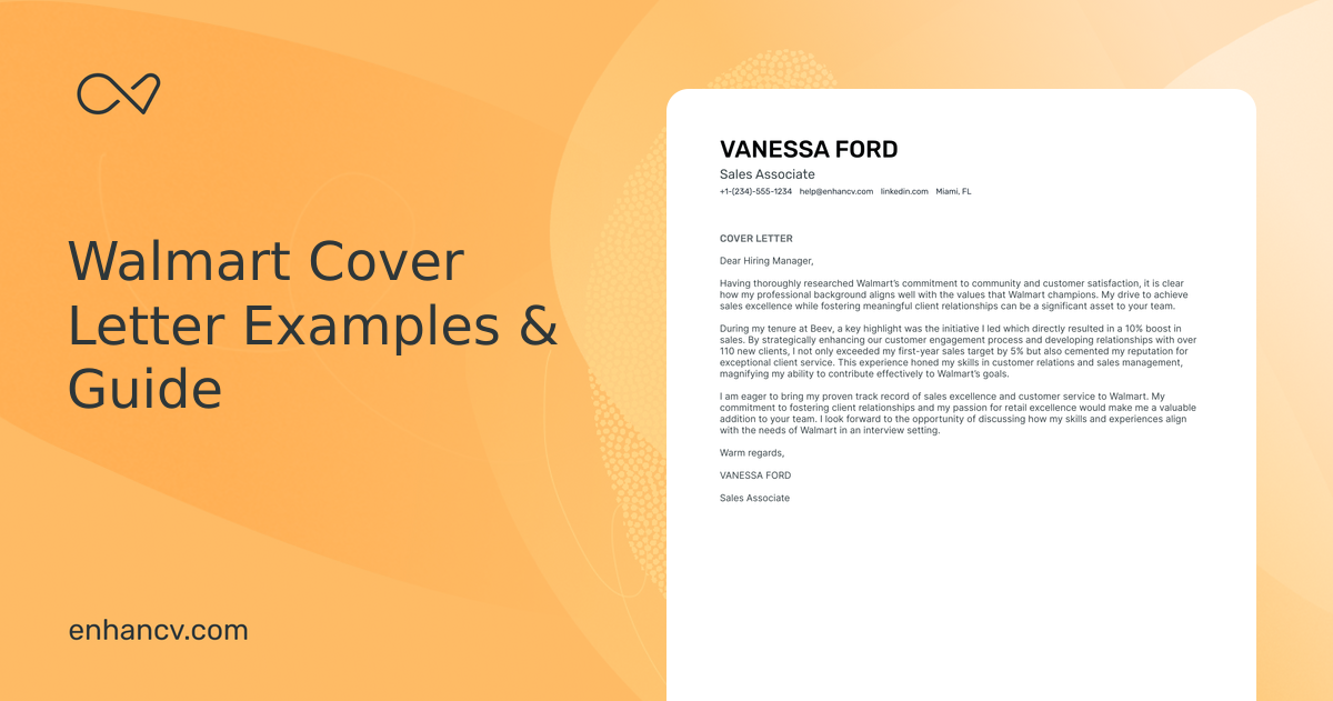 Professional Walmart Cover Letter Examples and Template for 2026 | Enhancv