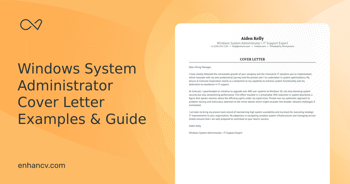 Professional Windows System Administrator Cover Letter Examples and ...