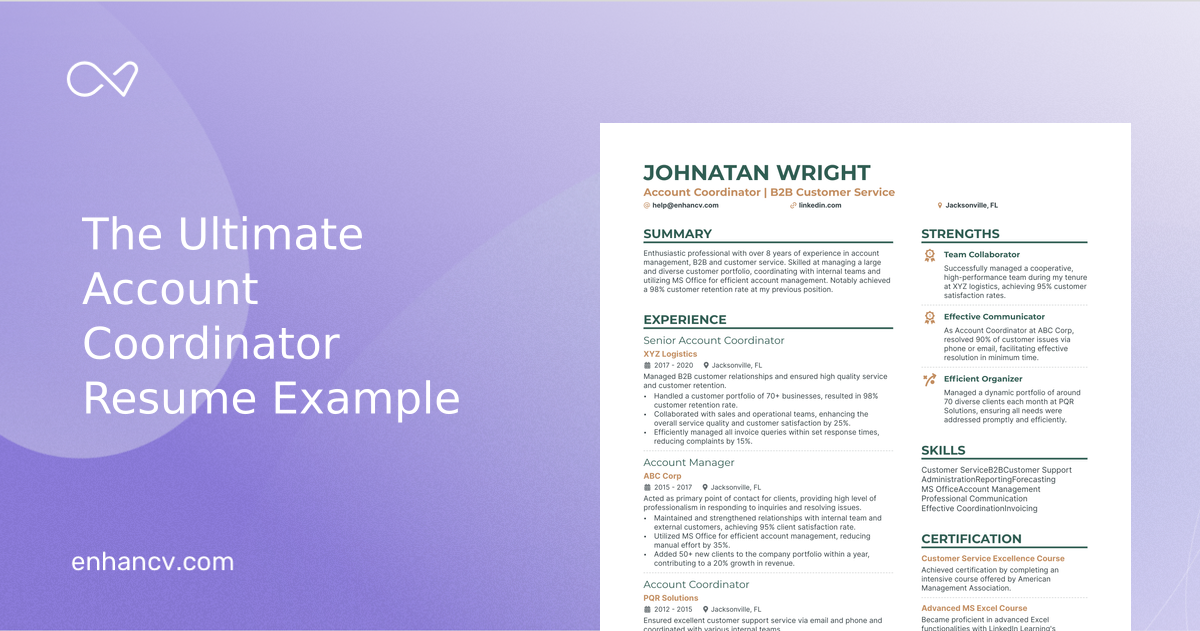 5 Account Coordinator Resume Examples & Guide for 2023
