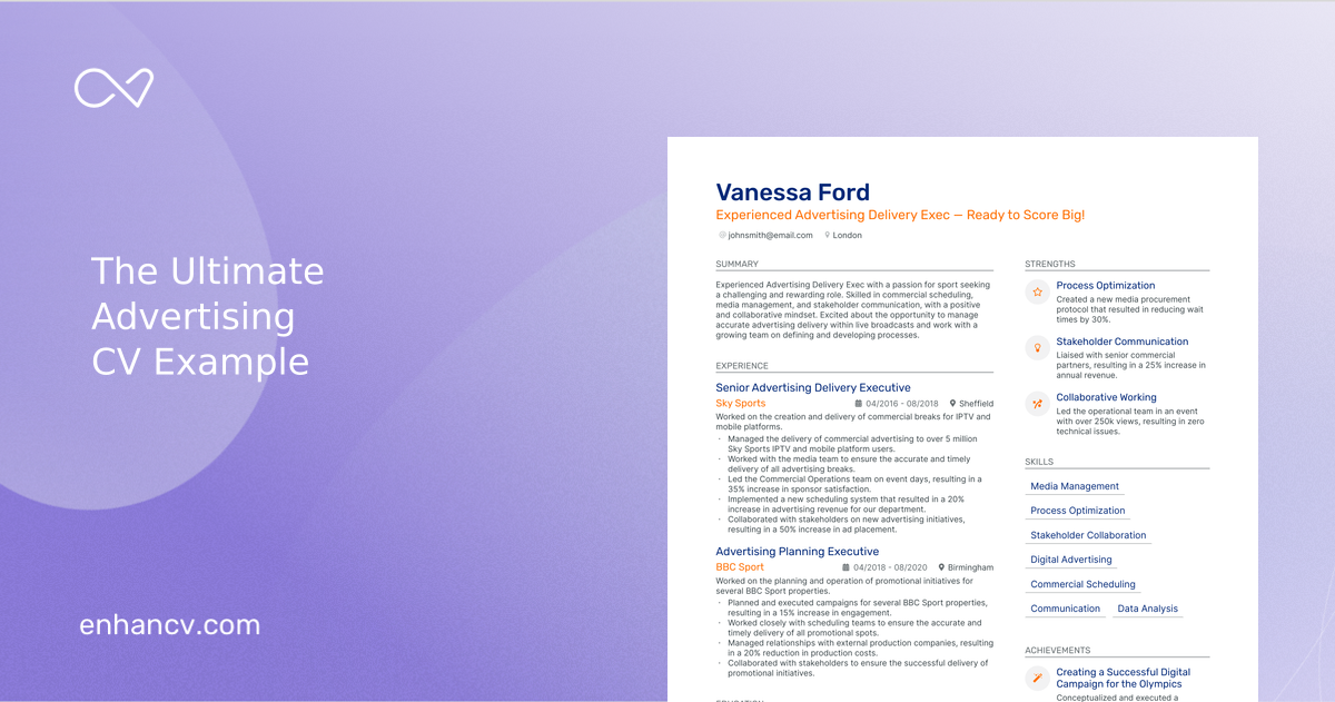 3 Advertising CV Examples for 2023