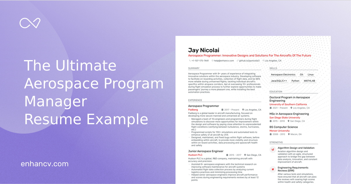 5 Aerospace Program Manager Resume Examples & Guide for 2023