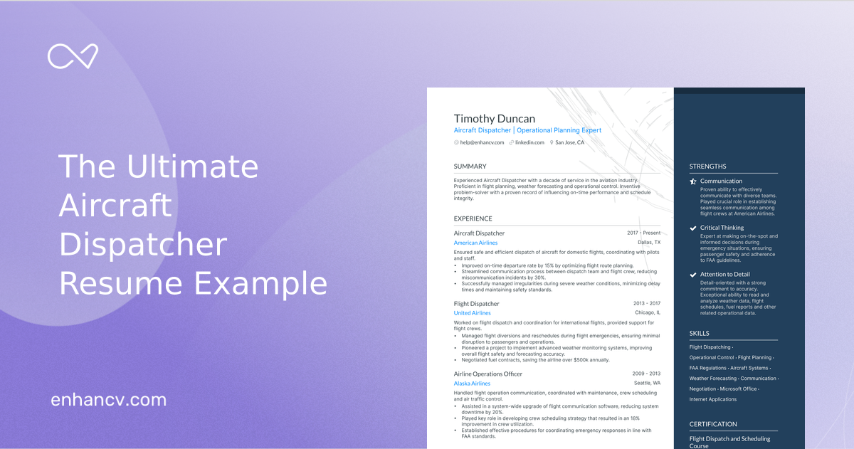 5 Aircraft Dispatcher Resume Examples & Guide for 2023
