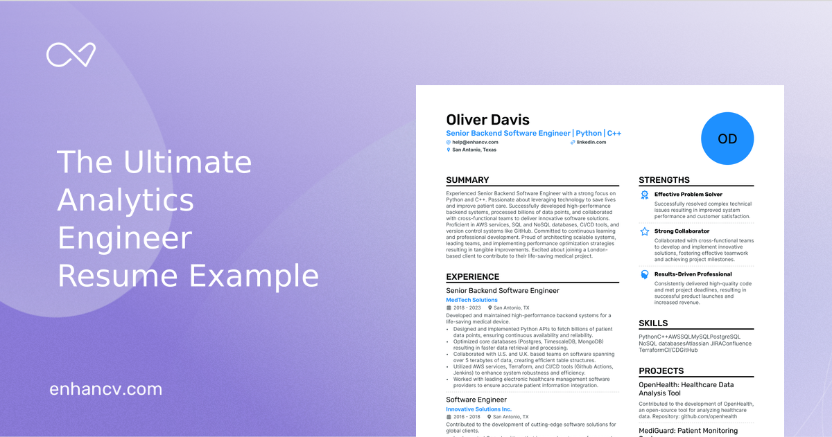 5 Analytics Engineer Resume Examples & Guide for 2023